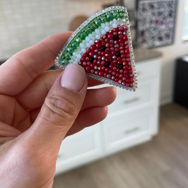Palestine Flag Brooch, Free Palestine, Bead Embroidered Flag Pin ...