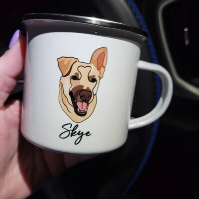 Custom Hand-drawn Dog Pet Photo Mug, Coffee Mug With Name, Personalized ...