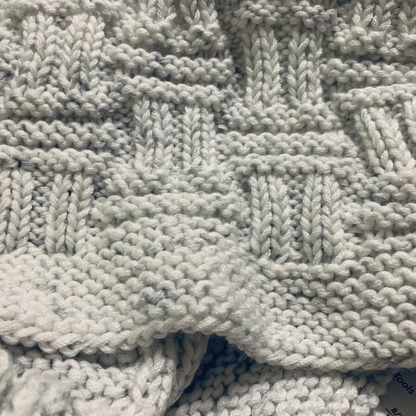 Reversible Baby Blanket KNITTING PATTERN Double Basket Weave Blanket ...