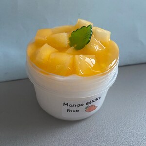 Mango Sticky Rice Slime With Leaf Charm, Sticky Rice and Jellycube Uk ...