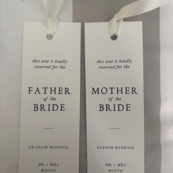 Simple Reserved Seat Tag for Wedding, Reserved Wedding Chair Name Tag ...