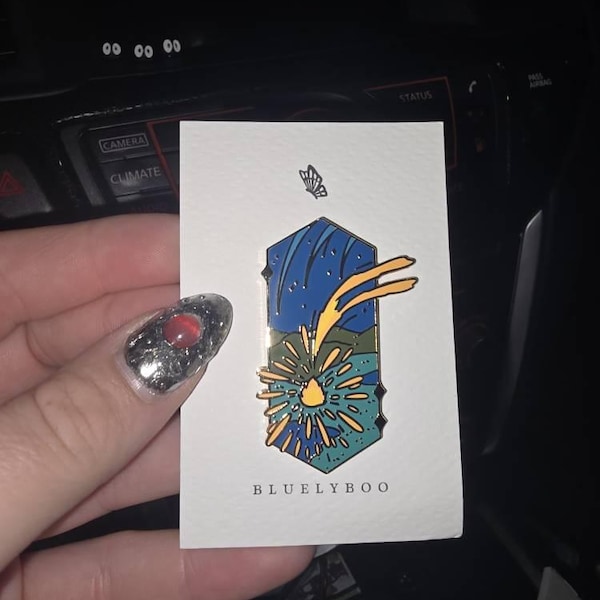 Meteor Pin - Celestial Scene Anime Gold Comet Star Flame Castle Space ...