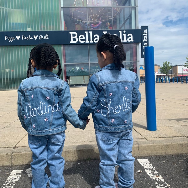 Name Embroidered Personalised Baby Children Denim Jacket Flowers - Etsy UK