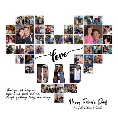 Flower Shape Heart Photo Collage Template in 20 X 20 16 X 16 - Etsy