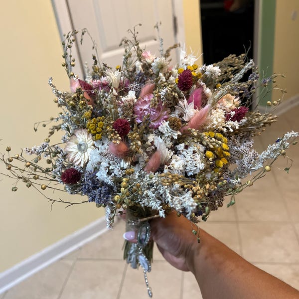 Neutral Rust Lavender Wildflowers Bouquet / Eucalyptus Greenery Bouquet ...