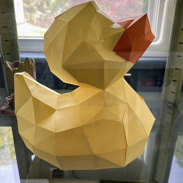 Little Yellow Duck Papercraft Template, Abstract Low Poly 3D Origami ...