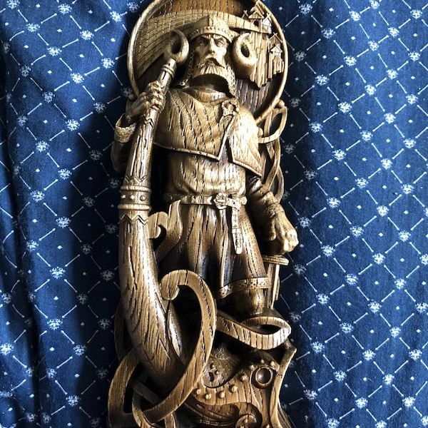 Handmade Oak Heimdall Statue: Norse God Altar Sculpture (9 Inch) - Etsy