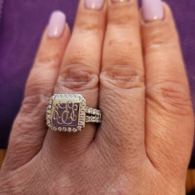 Sterling Silver Monogram Stackable Ring, Sterling Silver Stackable ...
