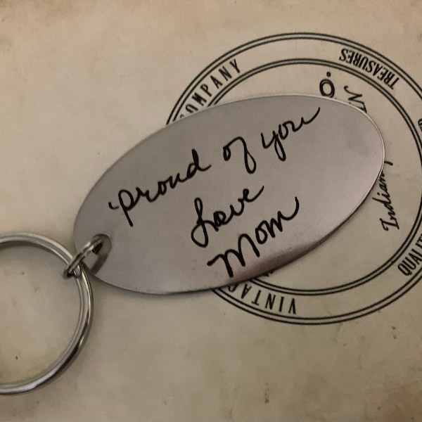 Handwritten Key Chain, Your Handwriting Keychain - or Font ...