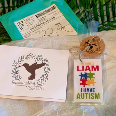 Autism Bag Tag, Autism Alert Tag, Personalized Bag Tag, Autism Hang Tag ...