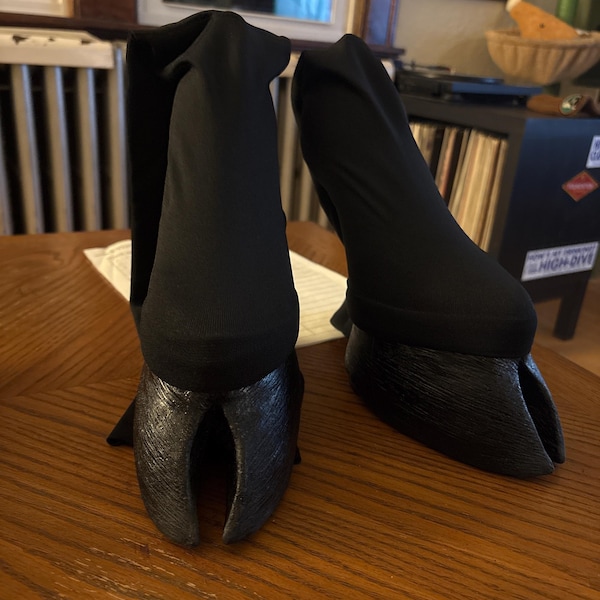 BLACK Creature Feet Unisex CLOVEN Hoof Shoes With Thigh High Leggings ...