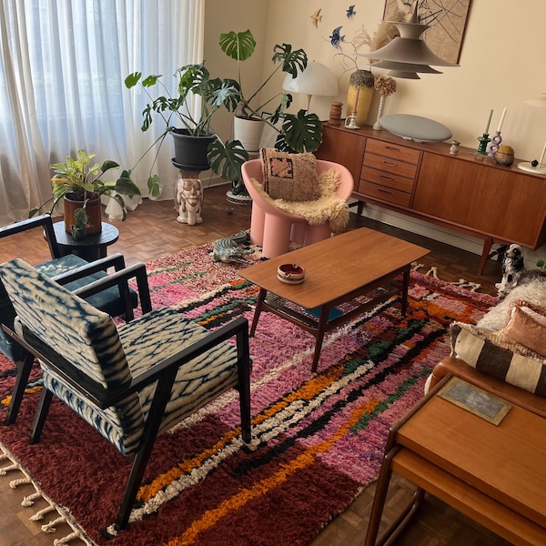 Fine Moroccan Green Rug, Colorful Boujaad Rug, Handmade Rug, All Wool ...