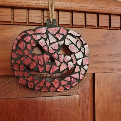 3D Mosaic Punk Rocker Skull With Gun Shell Casing Mohawk, Stained Glass ...