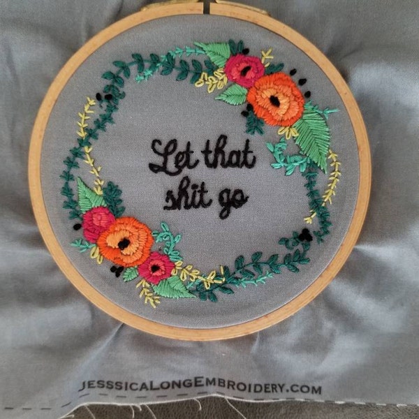 Snarky Hand Embroidery Kit "let That Shit Go", Funny DIY Needlepoint ...