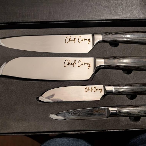 Personalized CHEF KNIFE SET | Custom Engraved Kitchen Cooking | Home ...