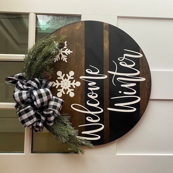 Front Door Sign | Hello Winter | Door Hanger | Winter Decor | Home ...