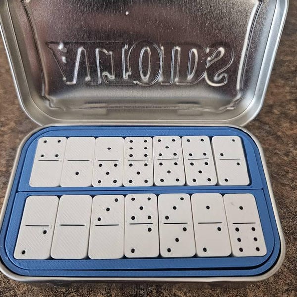 Travel Dominoes in Altoids Tin - Mini Domino Double Six With Tile Racks ...