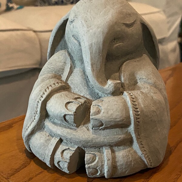 ZEN ELEPHANT BUDDHA: Solid Stone Sculpture. Home & Garden Statue ...