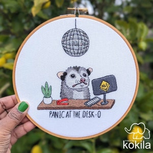Panic at the Desk-o-possum Disco Possum Hand Embroidery PDF Template ...