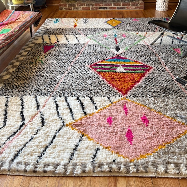Large Red and White Checkered Rug, Moroccan Berber Checkered Rug ...