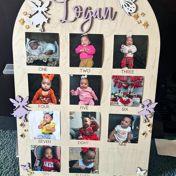 One Year of Photo Board, Baby's First Year Sign, Mermaid Birthday ...