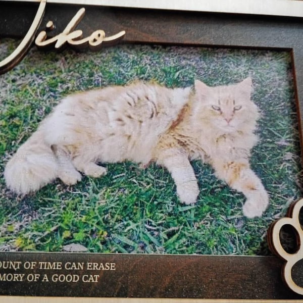 Cat Memorial Picture Frame, Pet Loss Gift for Cat Owner, Personalized ...