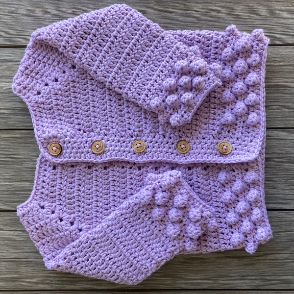 BOBBLE JACKET Crochet Pattern, Little Puffs Coatigan - for Babies and ...