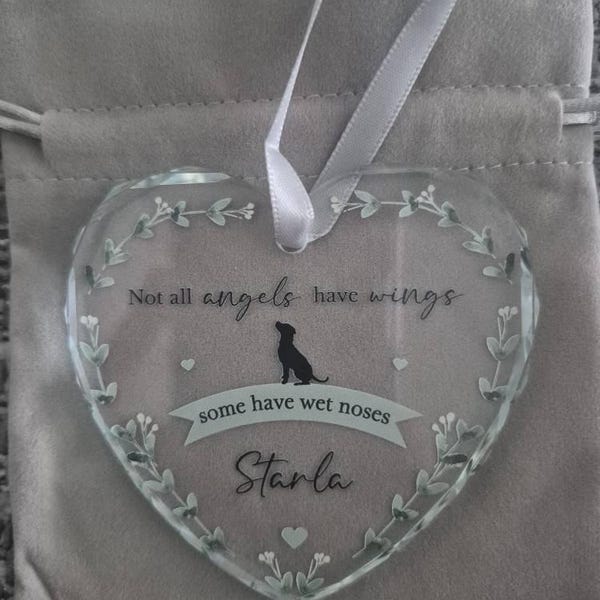 Personalised Dog Memorial Gifts, Crystal Glass Ornament With Gift Bag ...
