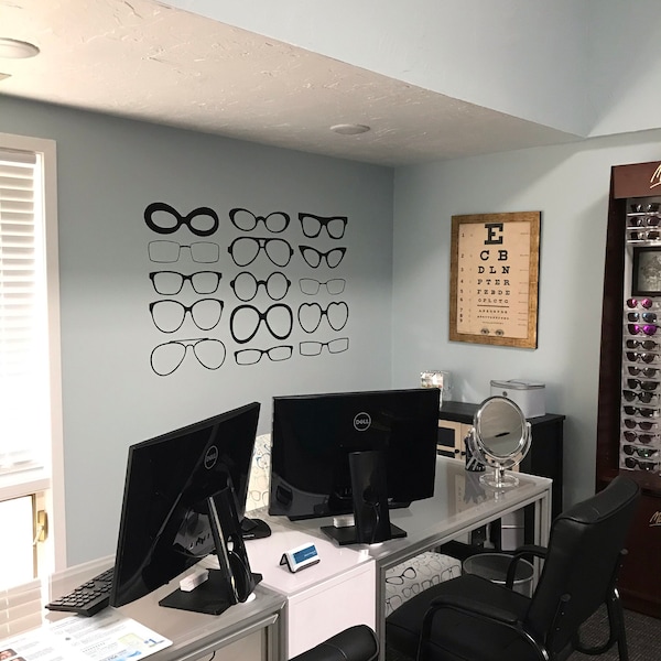 Eye Glasses Wall Decal, Eye Frames Artwork, Office Decor, Optometrist ...