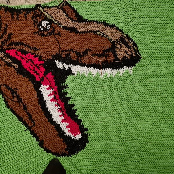C2C T Rex Dinosaur Crochet Pattern / C2C Graphgan / Corner to Corner ...