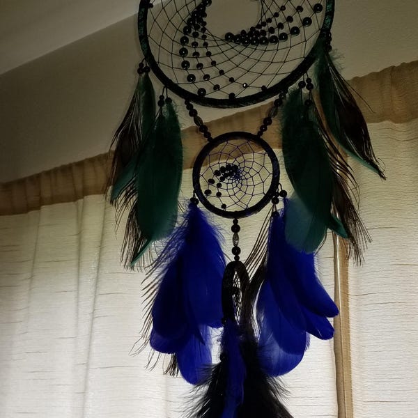 Authentic Dream Catcher, Black Dreamcatcher With Natural Feathers ...