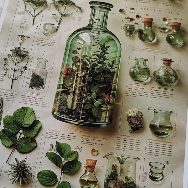 Chlorophyll Specimens Botanical Poster, Scientific Plant Art for Home ...