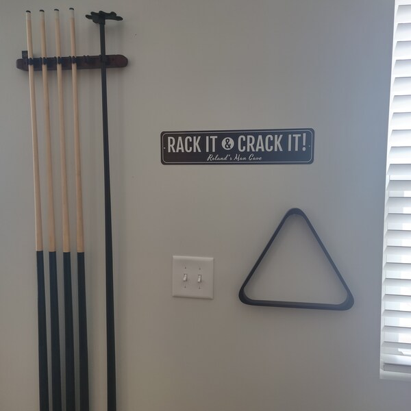 Rack It & Crack It Sign, Personalized Billiards Club Name Sign, Metal ...