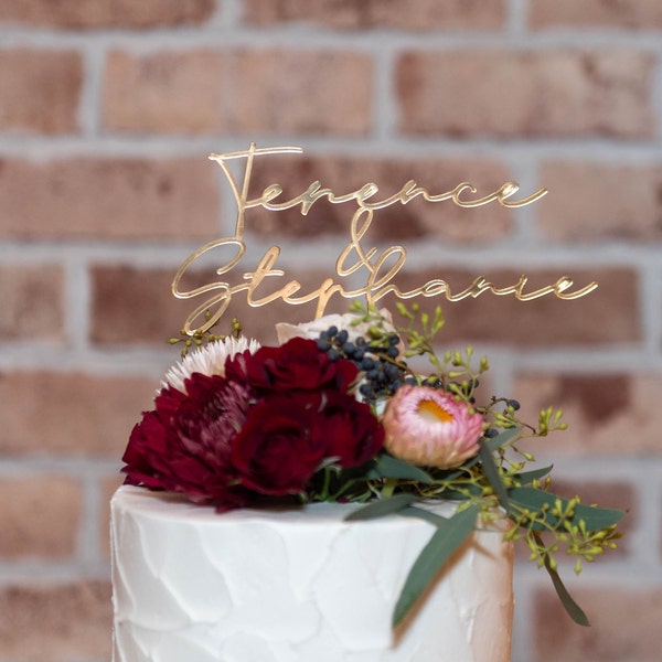 Custom Name Gold Wedding Cake Topper, Personalized Cake Topper, Custom ...