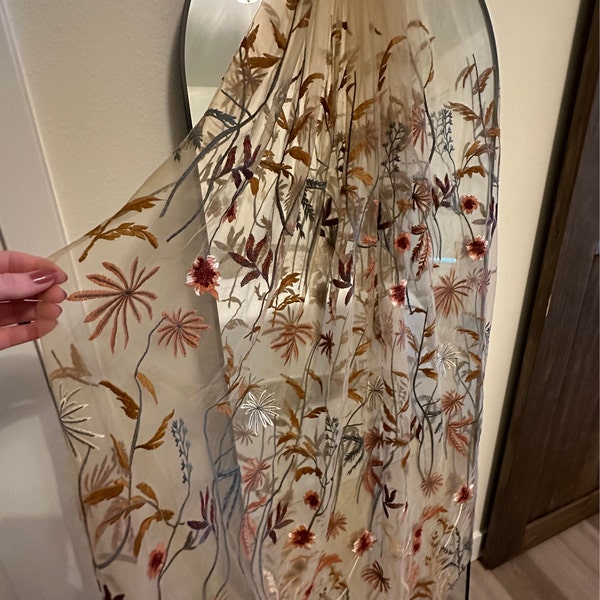 Allover Lace Veil Wedding Autumn Embroidered Wedding Veil Veil Mid ...