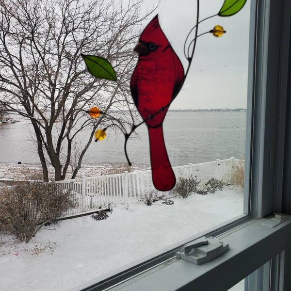 Cardinal Stained Glass Window Hangings Christmas Gifts Custom Stained ...
