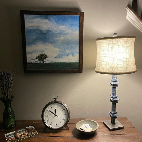 28" Tall Unique Square Collar Farmhouse Style Handmade Iron Table Lamp ...