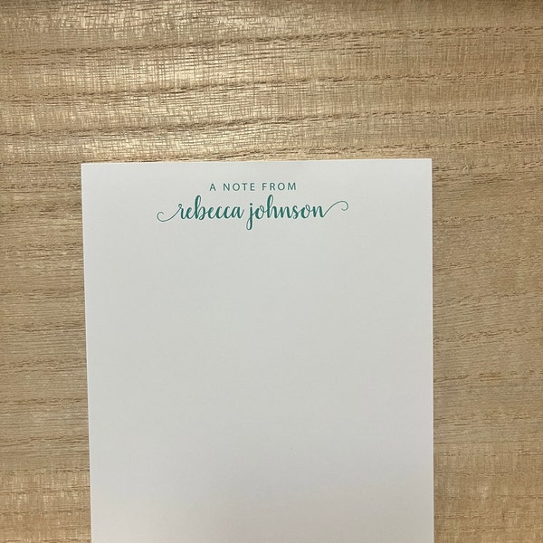 Personalized Modern Calligraphy Script Notepad, Custom A Note From ...