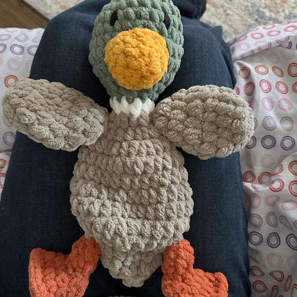 Duck Snuggler, Crochet Mallard Duck Snuggle Toy, Handmade Crochet Plush ...