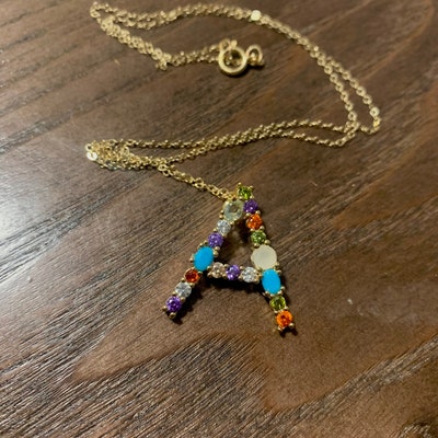 Letter Necklace Initial Necklace Jeweled Initial Necklace - Etsy