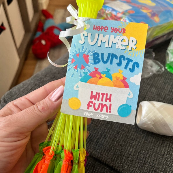 PRINTABLE Hope Your Summer BURSTS With Fun! Water Balloon Tag | Instant ...