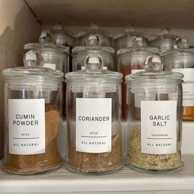 160 Minimalist White Spice Labels. Preprinted Modern Farmhouse Spice ...