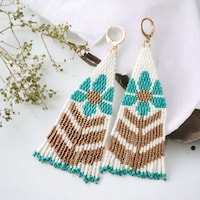 Seed Bead Earrings Pattern Bundle, 5 Patterns Looped Fringe Beaded ...