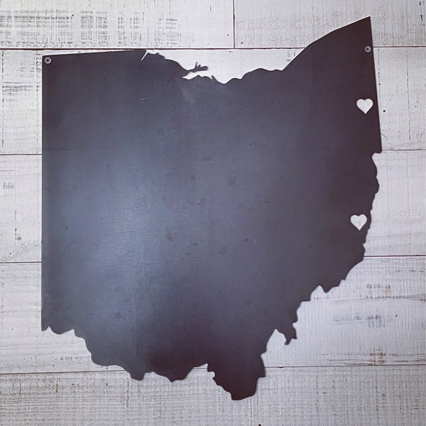 State of Ohio With Icon | Custom Metal Sign | Metal Wall Art ...