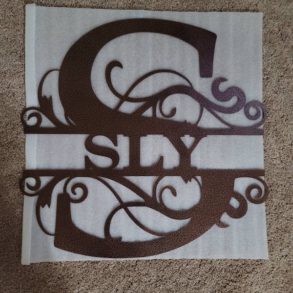 Metal Last Name Monogram | SPLIT LETTER MONOGRAM | Family Name Sign ...
