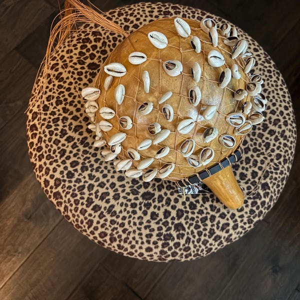 Shekere Cowrie Shell Rattle //jabara, Axatse, Netted Cowrie Shell Gourd ...