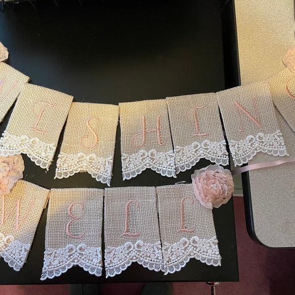 Burlap Wishing Well Banner; Burlap Lace Wishing Well, Shabby Chic Wish ...