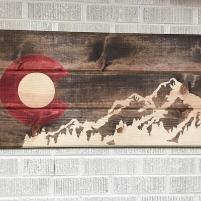 Colorado Art, Colorado Mountain Art, Colorado Wooden Flag, Rocky ...