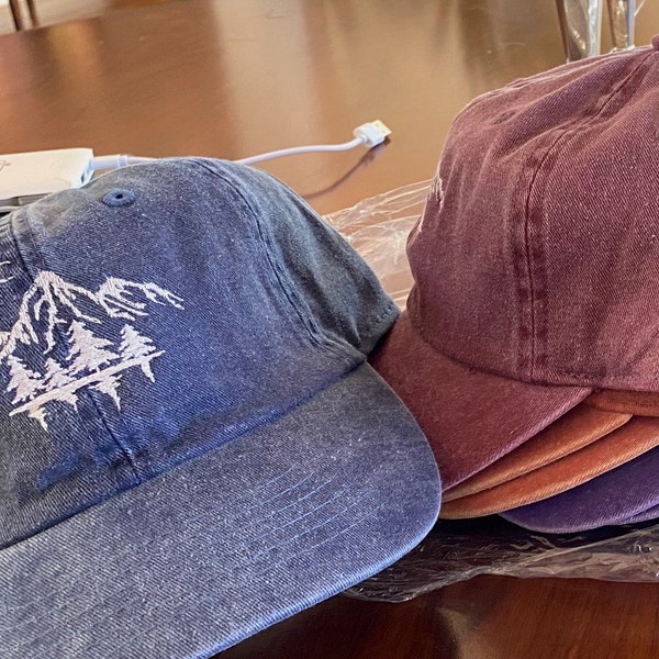 Mountain Forest Embroidered Baseball Cap Curved Brim Sun Hat Summer ...