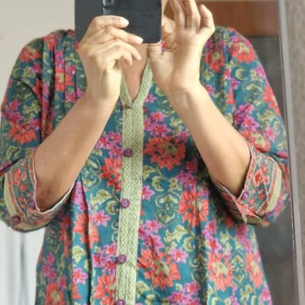Hand Block Printed Cotton Floral Top Pink Jaipuri Print Kurti Summer ...